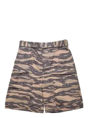 JIL SANDER Camouflage Printed Belted Cargo Shorts - Black