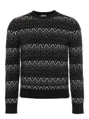 Saint Laurent Embroidered Wool Knit Sweater - Black