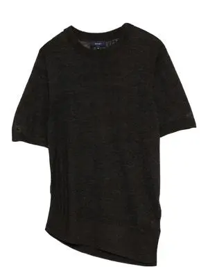 Soeur Asymmetrical Hemline Short Sleeve Knit T-shirt - Black