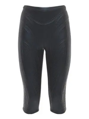 MUGLER High-waisted Glossy Embossed Motorcycle Pants - Black