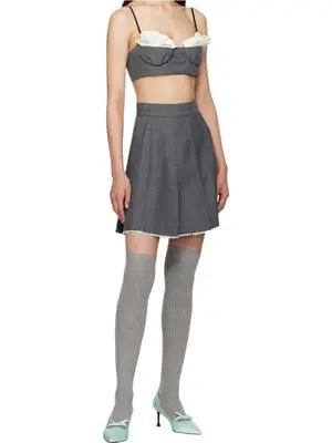 SHUSHU/TONG Pleated Twill Mini Skirt - Gray