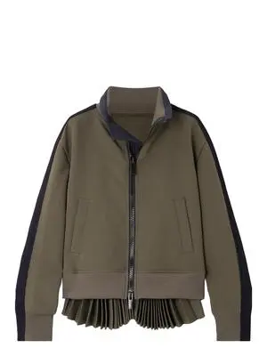 Sacai Zip-up Jacket With Pleated Back - Khaki