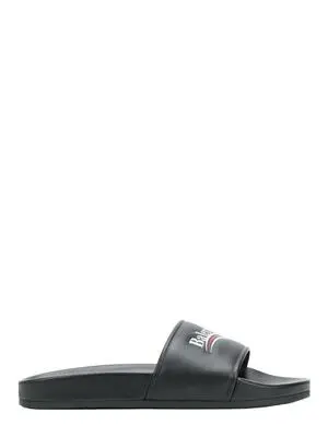 Balenciaga Logo Embossed Pull-on Sandals - Black