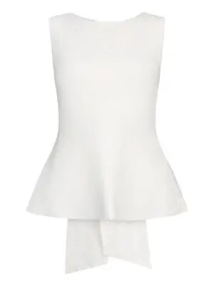 LIU JO Liu Jo Round Neck Poplin Top With Back Bow Detail