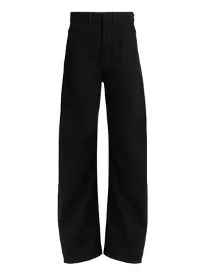 LEMAIRE High Waist Curved Cotton Pants - Black