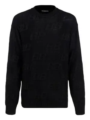 Balenciaga Bb Jacquard Sweater - Black