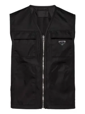PRADA Prada Logo Plaque Zip-Up Gilet