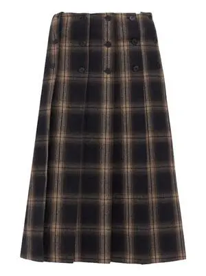 ATTICO Attico Checked Cotton Midi Skirt