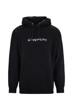 Givenchy Logo Embroidered Cotton Hoodie - Black