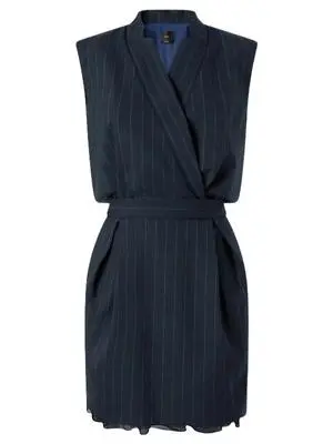 PINKO Pinko Sleeveless Wrap Mini Dress With Belted Waist And Ruffled Hem