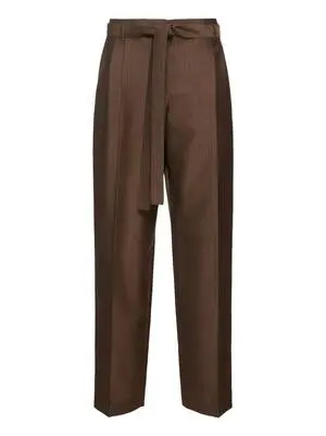 THE ROW Belted Tailored Trousers - Brown