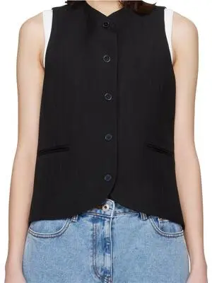 Loulou De Saison Paco Single-breasted Vest - Black