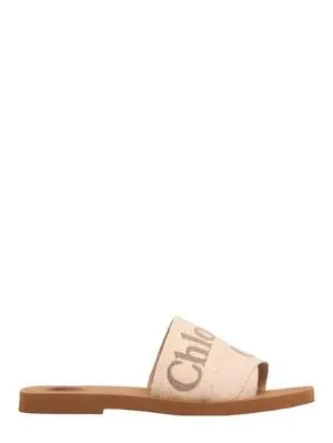 Chloé Flat Sandals With Logo Detail - Nude