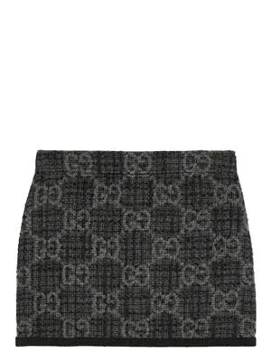 Gucci Gg Tweed Skirt - Gray