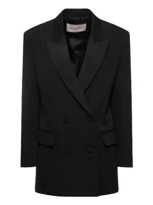 Valentino Garavani Double-breasted Suit Jacket With Notched Lapel - Black