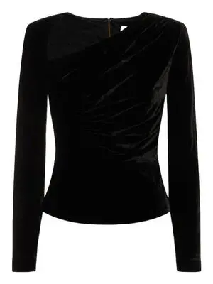 Roland Mouret Asymmetrical Neckline Long Sleeve Top - Black