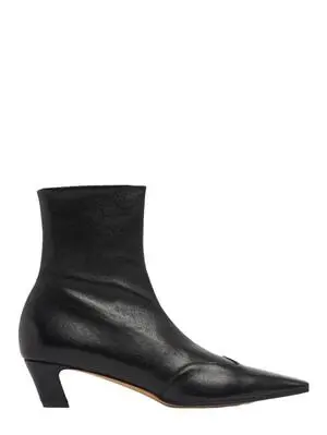 Khaite Square Toe Ankle Boots With Side Zip - Black
