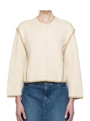 A.p.c. Quilted Jersey Jacket With Contrast Trim - Off-white