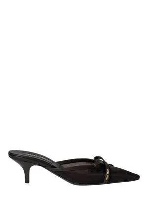 Miu Miu Mesh Fabric Heeled Mules - Dark Brown