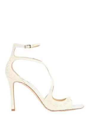 JIMMY CHOO Open Toe Embellished High Heel Sandals - White