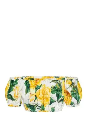 DOLCE & GABBANA Dolce & Gabbana Off-the-Shoulder Cropped Blouse With Floral Print