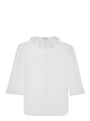 Saint Laurent Ruffled Lace Blouse - Off-white