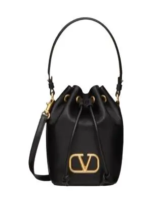 Valentino Garavani Vlogo Plaque Mini Bucket Bag - Black