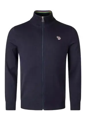 Paul Smith Zip Cardigan With Logo Patch - Very Dark Navy