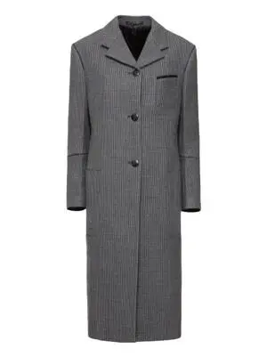 FERRAGAMO Houndstooth Long-sleeved Coat - Gray