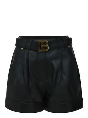 Balmain Logo High-waisted Casual Shorts - Black