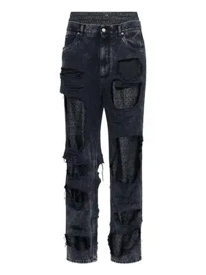 Dolce & Gabbana Layered Distressed Denim Pants - Black