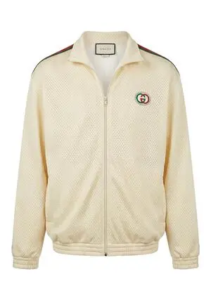 Gucci Beige Logo Embroidered Track Jacket - White