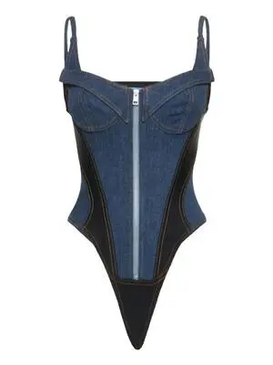 MUGLER Zippered Bodysuit - Blue