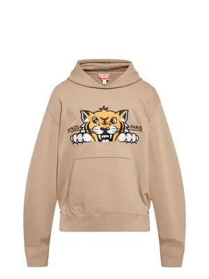 Kenzo Happy Tiger Embroidered Hoodie - Beige