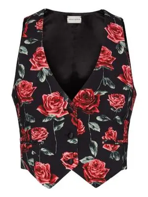 Magda Butrym Rose Printed Jersey Vest - Red