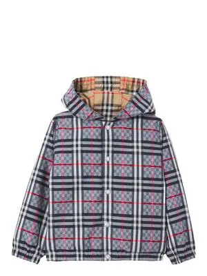 Burberry Burberry Reversible Check Print Hooded Jacket Gray