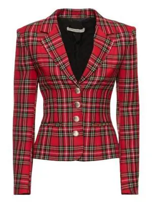 Alessandra Rich Tartan Tailored Jacket - Red