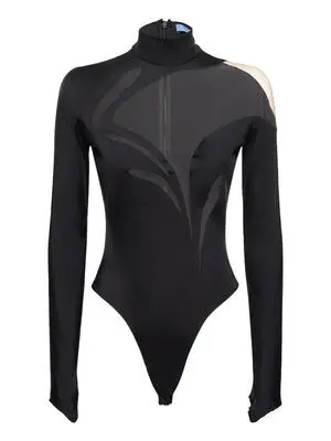 MUGLER Mugler High Neck Long Sleeve Jumpsuit Black
