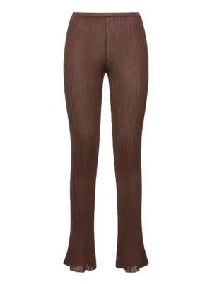 Magda Butrym Ribbed Elastic Waist Casual Pants - Brown