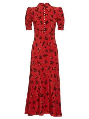 Alessandra Rich Short-sleeved Printed Maxi Dress - Red