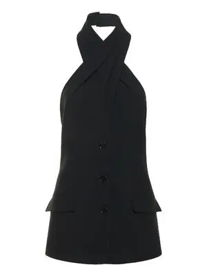 Michael Kors Suit Vest With Criss-cross Neckline - Black