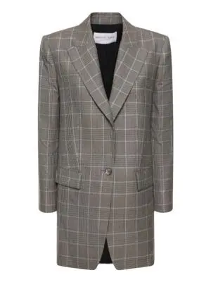 Michael Kors Single-breasted Checked Suit Jacket - Gray