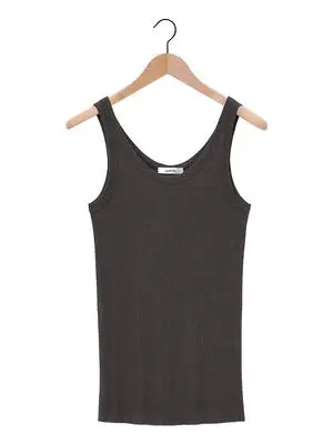 LEMAIRE Ribbed Scoop Neck Tank Top - Black