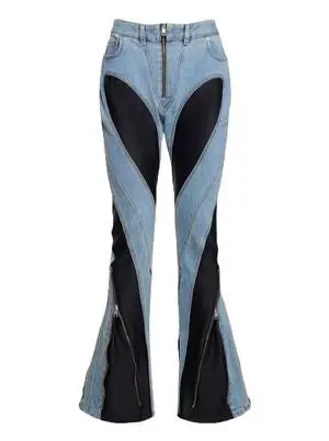 MUGLER Zippered Flare Jeans - Black