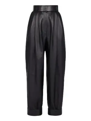 Alexandre Vauthier Belted Pleated Casual Pants - Black
