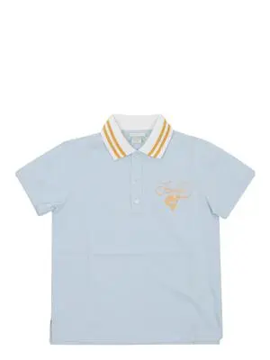Fendi Short Sleeve Polo Shirt With Striped Collar - White