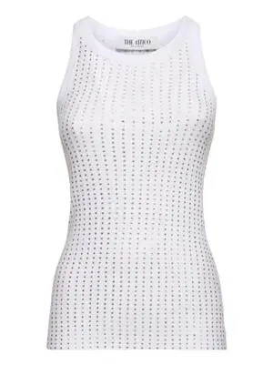 Attico Sleeveless Crystal Embellished Vest - White