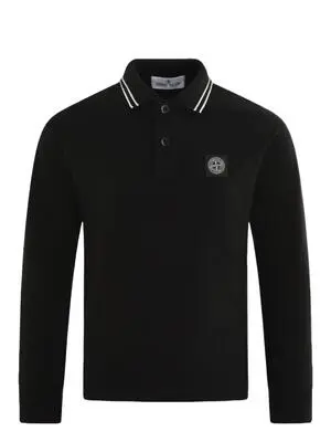 Stone Island Long Sleeve Polo Shirt - Black
