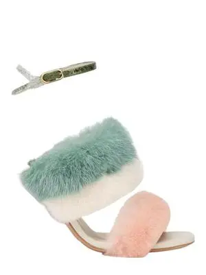 Fendi Mink And Plexiglass Heeled Sandals - Multicolor