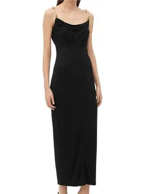 Bottega Veneta Sleeveless Midi Dress With Shoulder Flower Details - Black